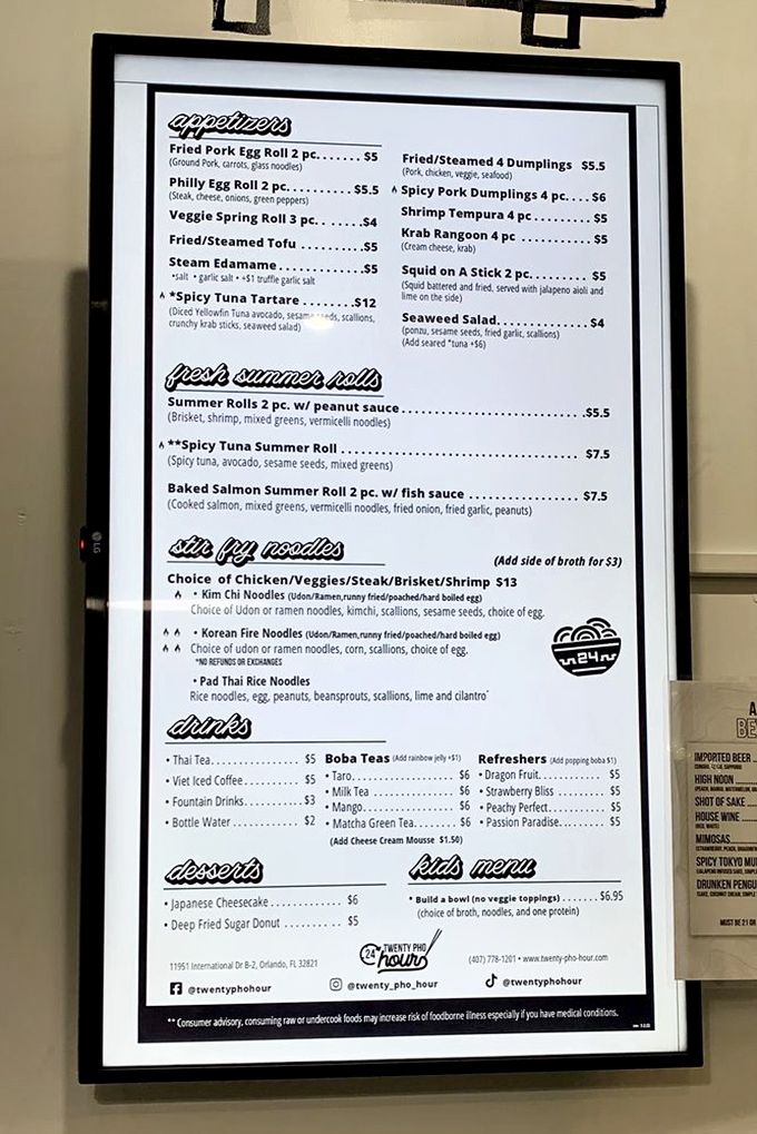 The menu reads like a greatest hits album of Asian cuisine. From Korean fire noodles to Vietnamese classics, decision paralysis has never been so delicious.