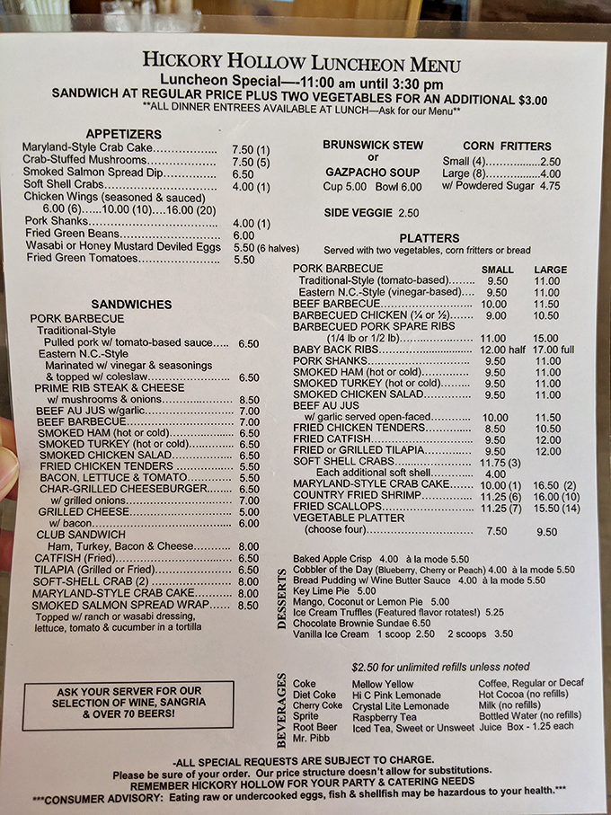 The menu reads like a Southern food lover's bucket list&mdash;a glorious paper time machine to when restaurants weren't afraid of offering choices.