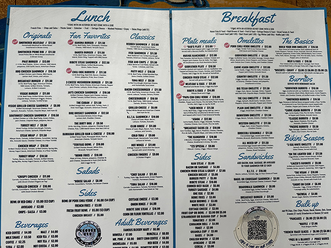 A menu so packed with options you might need reading glasses and a strategy session. Breakfast all day? That's not a luxury, that's a necessity.