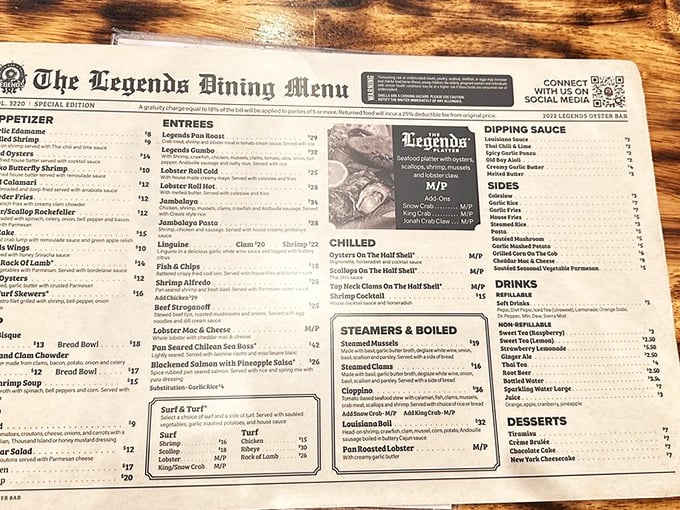 A menu that reads like a love letter to the sea. Each item promises a maritime adventure without the need for a life jacket.