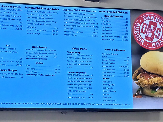 A menu that doesn't need a translator or a loan officer. Straightforward options that let the food do the talking.