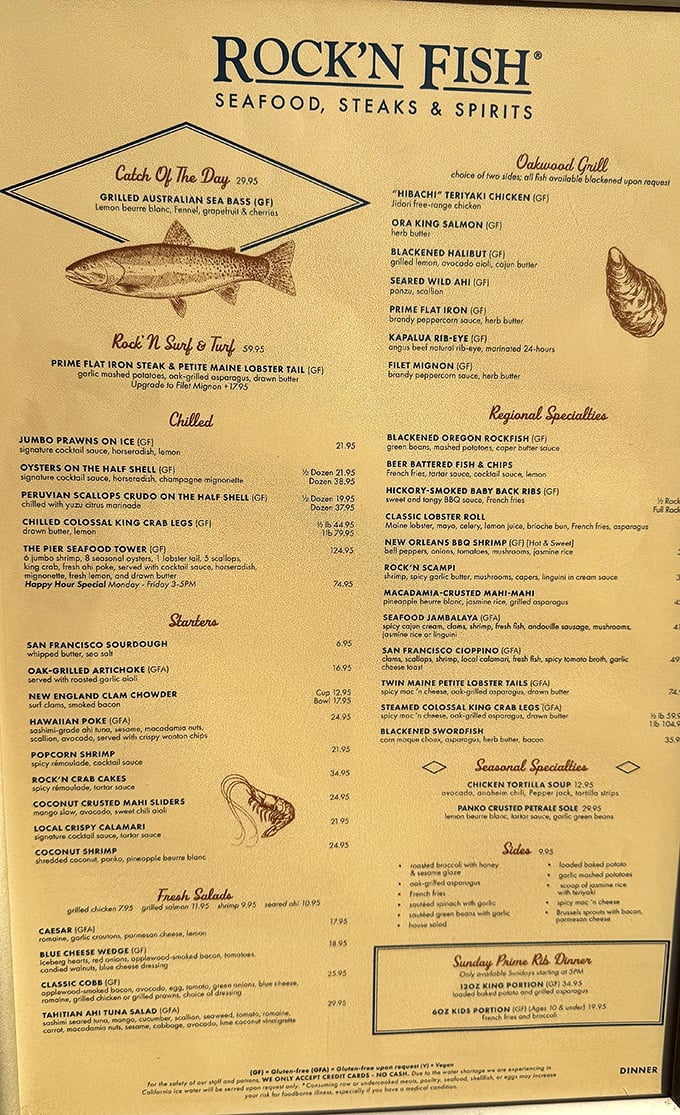 The menu reads like a love letter to seafood enthusiasts &ndash; blackened halibut, oak-grilled salmon, and those legendary beer-battered fish and chips.