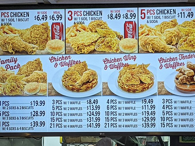 The menu board that launches a thousand cravings. Each number represents not just a meal, but a potential life-changing chicken experience.