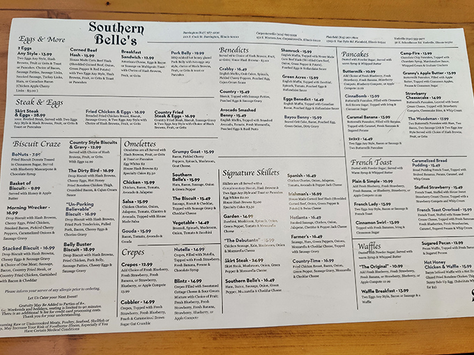 This menu isn't just a list&mdash;it's a roadmap to breakfast nirvana with enough options to require multiple visits and zero regrets. 