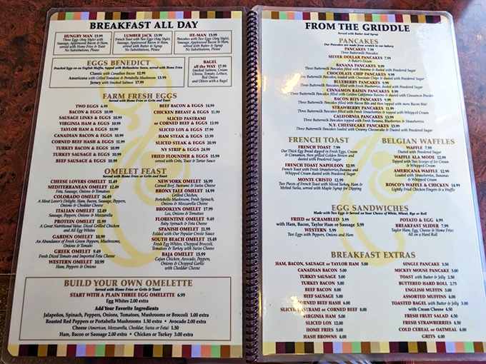 The menu reads like a love letter to American breakfast classics. No molecular gastronomy here&mdash;just honest food that doesn't need translation.