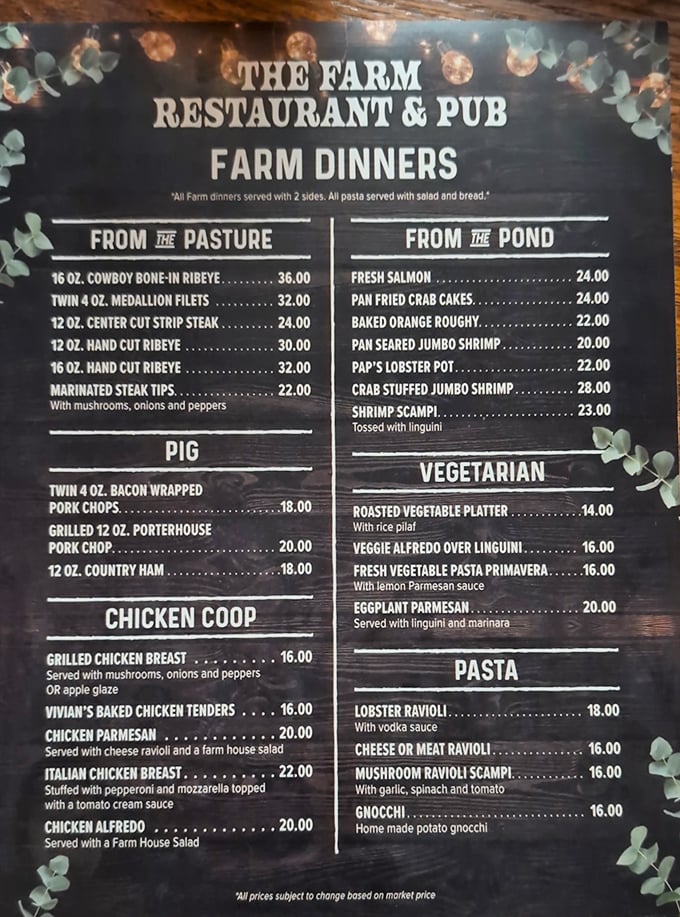A menu that reads like a map of the farm&mdash;from pasture to pond. No GPS needed, just a healthy appetite.