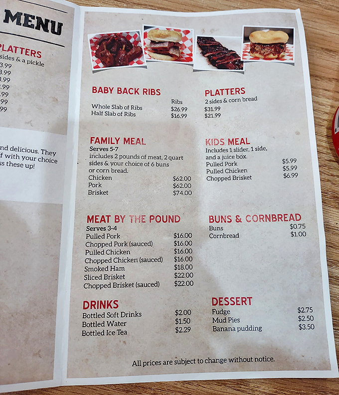 A menu that cuts straight to the chase&mdash;no fancy descriptions needed when the food speaks this eloquently for itself.