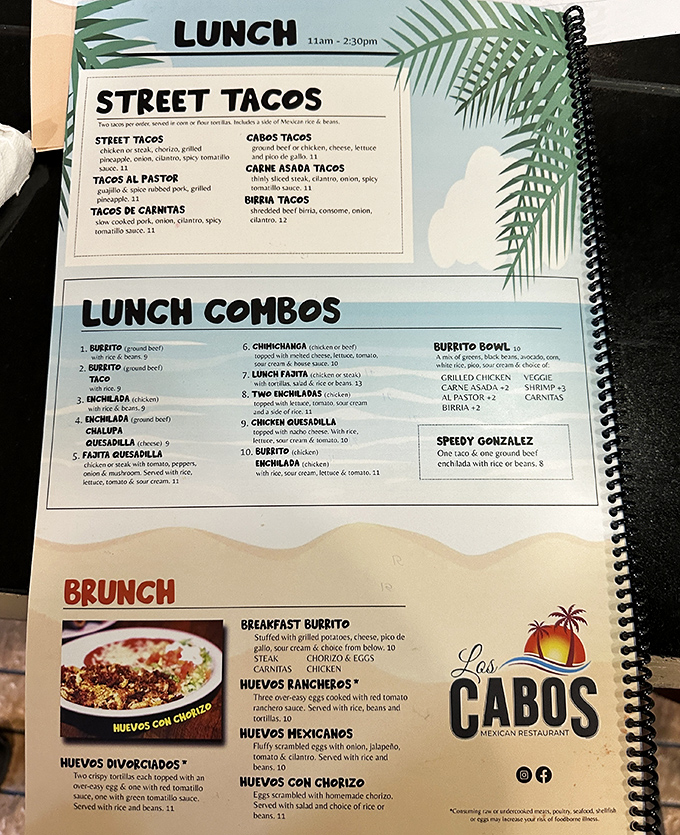 A menu that reads like a love letter to Mexican street food. The hardest decision you'll make today is which taco to try first.