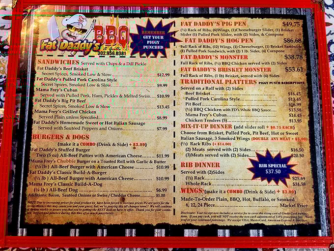 The menu board reads like a love letter to smoked meat enthusiasts, with combinations and platters that make decision-making deliciously difficult.