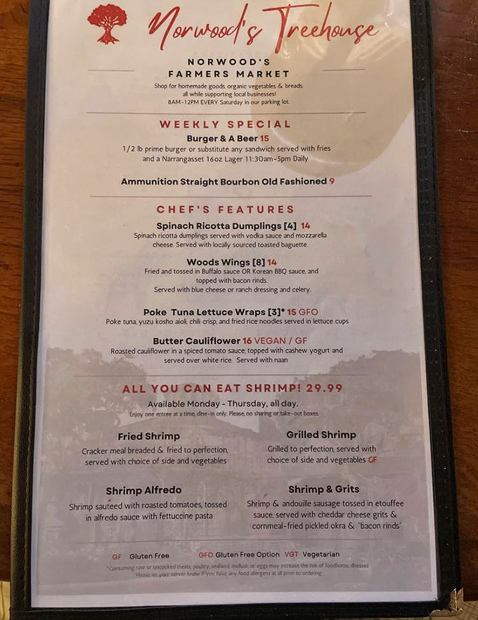 Not just a menu, but a roadmap to flavor town. Those all-you-can-eat shrimp options are calling my name!