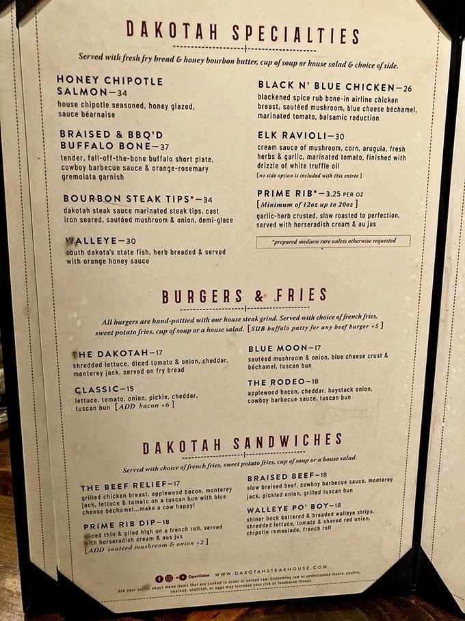 The menu reads like a love letter to Midwestern cuisine. Each description promises a flavor journey worth embarking on.