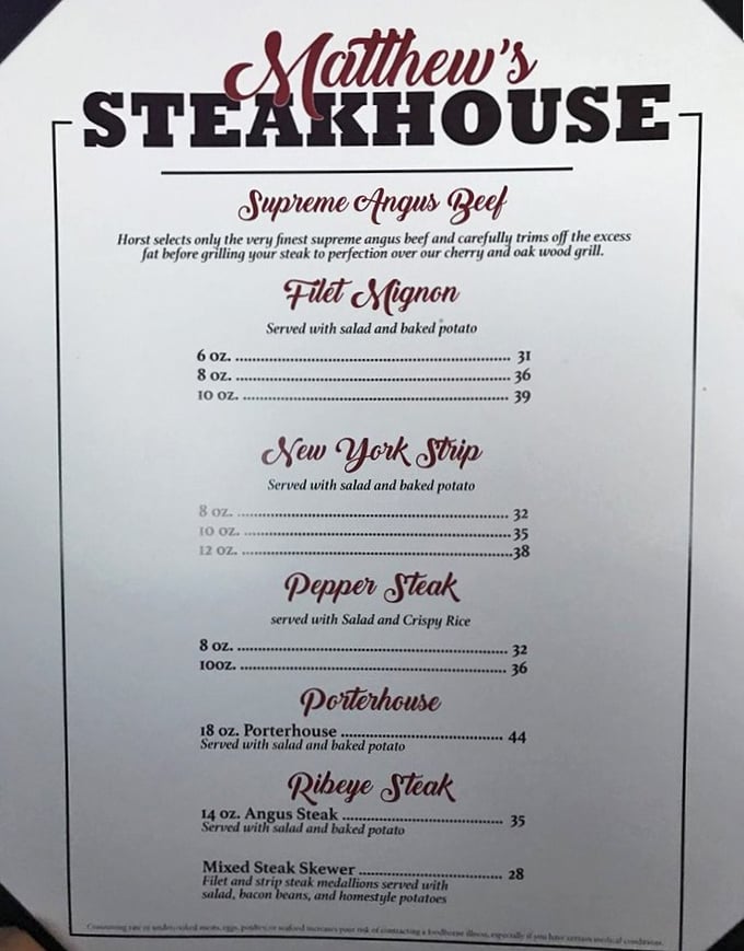 This isn't just a menu&mdash;it's a love letter to beef enthusiasts, with Supreme Angus cuts prepared over a cherry and oak wood grill that elevates each bite.