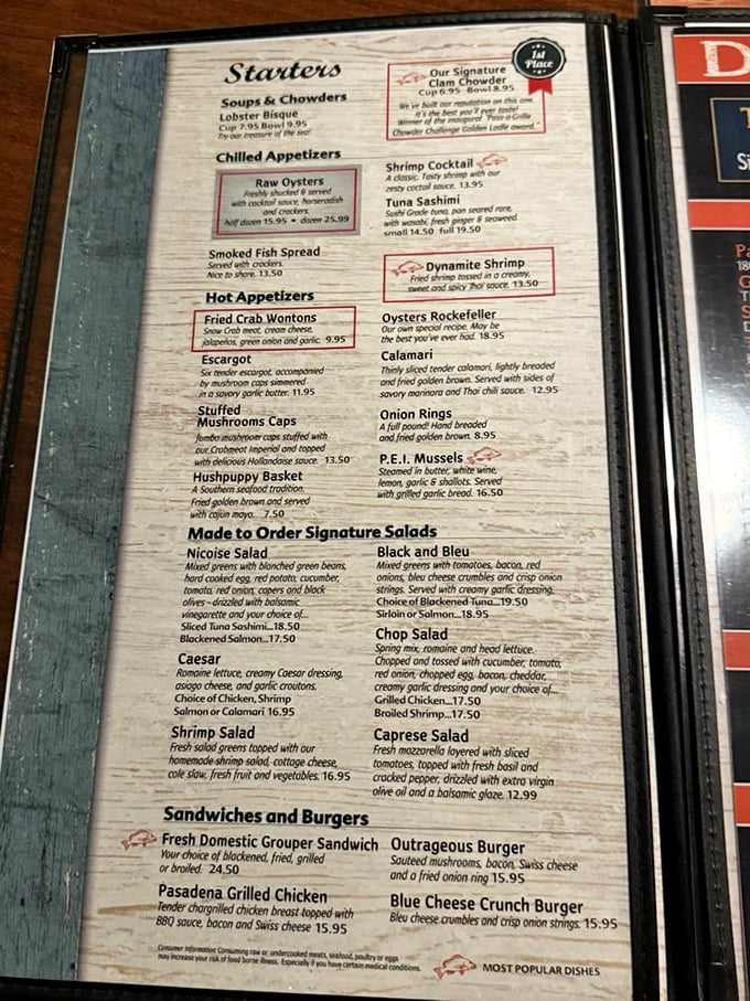 The menu reveals the true treasures of Leverock's &ndash; from those legendary Oysters Rockefeller to perfectly prepared grouper sandwiches.