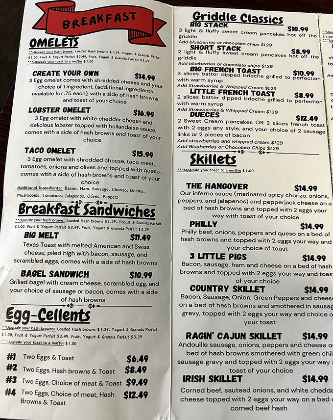 A menu that reads like a love letter to breakfast &ndash; the "Hangover" skillet might be your salvation after a night of revelry.