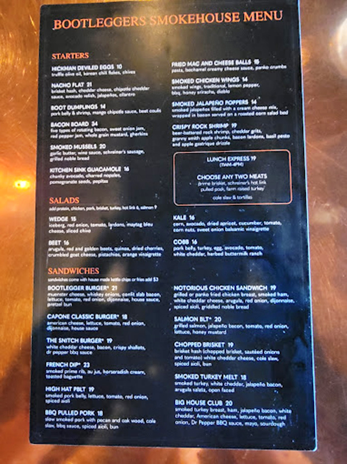 The menu reads like a carnivore's dream journal&mdash;from smoked mussels to brisket, each description more mouthwatering than the last.