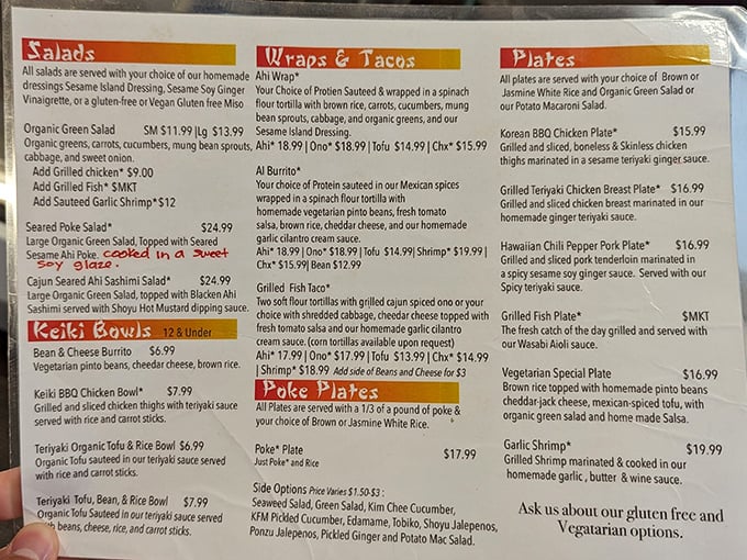 The menu board tells a delicious story &ndash; each item a chapter in Hawaii's rich culinary narrative of sea-to-plate goodness.