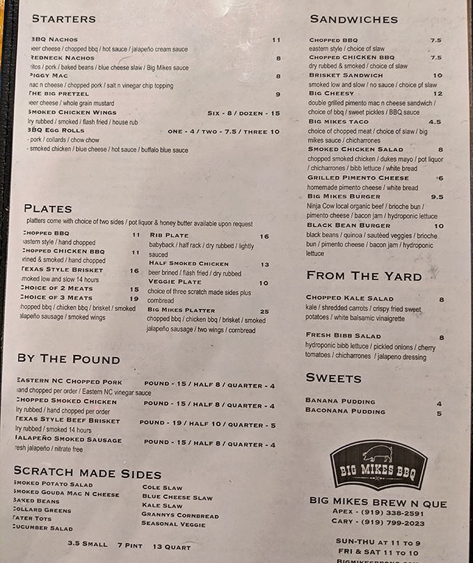 This menu isn't just a list&mdash;it's a roadmap to happiness. "Choice of 3 Meats" might be the three wisest words ever printed.