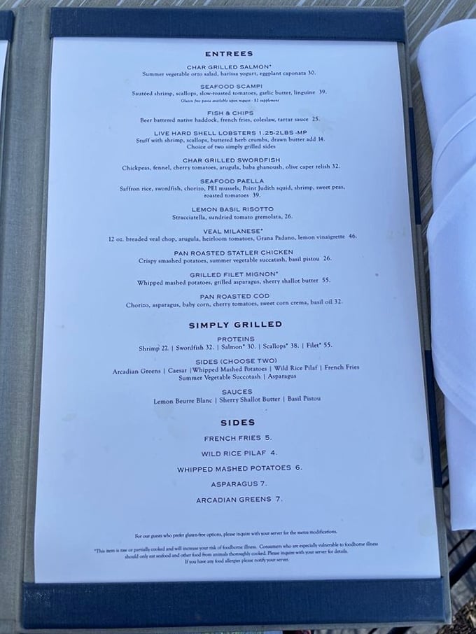 A menu that reads like poetry to seafood lovers. Notice how your eyes immediately search for that legendary lobster roll?