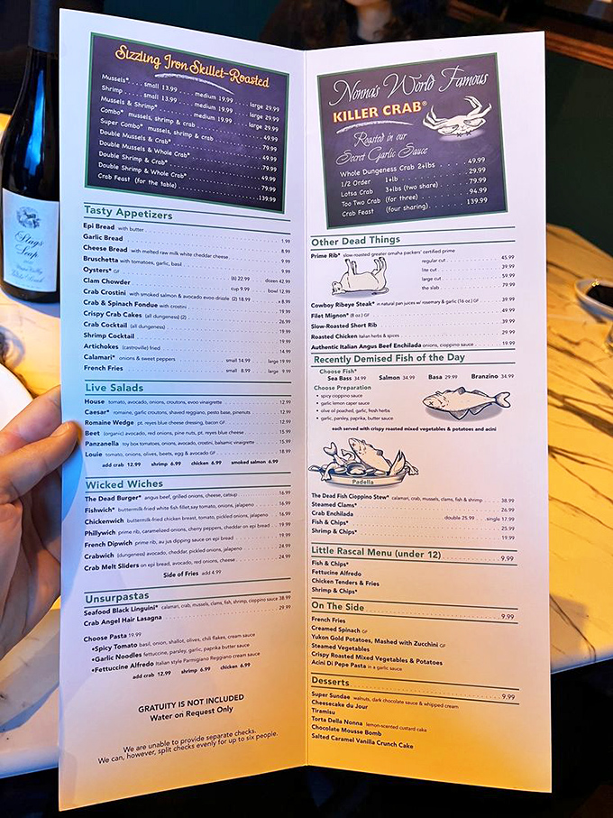 The menu reads like seafood poetry &ndash; "Recently Demised Fish of the Day" and "Wicked Witches" sandwiches prove good food and good humor aren't mutually exclusive.