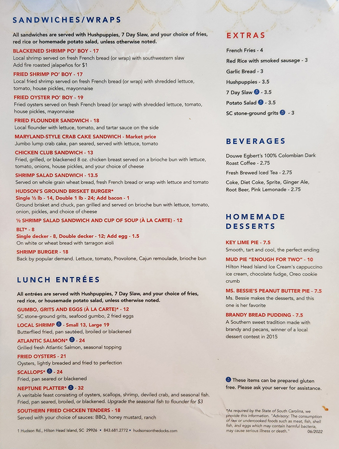 A menu that reads like poetry to seafood lovers &ndash; notice how they don't waste precious space on salads nobody came here to order.