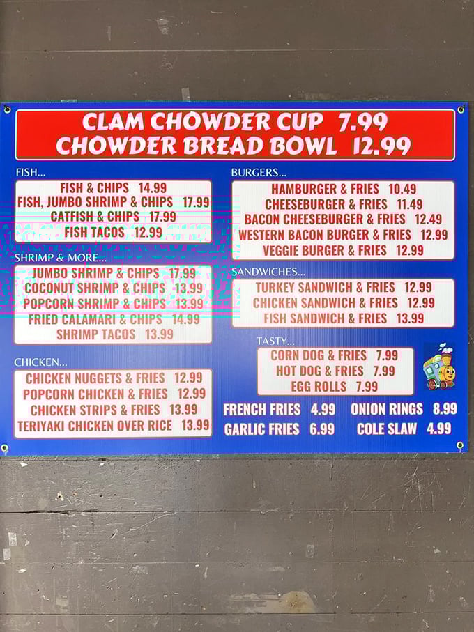 This menu board tells a story of seafood commitment that would make Neptune himself nod in approval.