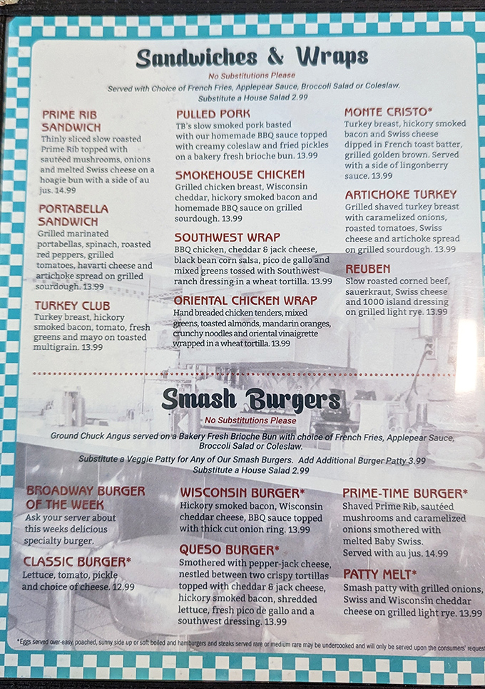 This isn't just a menu—it's a roadmap to happiness. From Prime Rib Sandwiches to "Smash Burgers," Broadway Diner proves that sometimes the best cuisine comes without pretension.