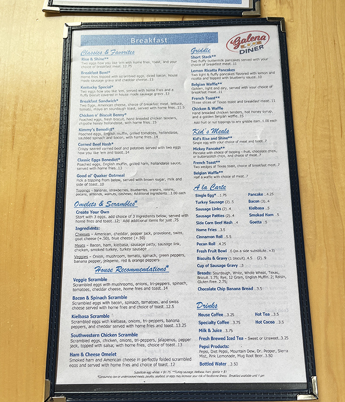 This menu reads like a love letter to breakfast classics. No molecular gastronomy here&mdash;just honest food that reminds you why morning meals became America's favorite tradition.