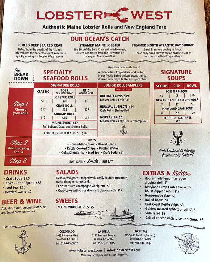 The menu reads like a love letter to coastal cuisine. Choosing between the Classic, Boss, and Epic rolls might be the happiest dilemma of your day.