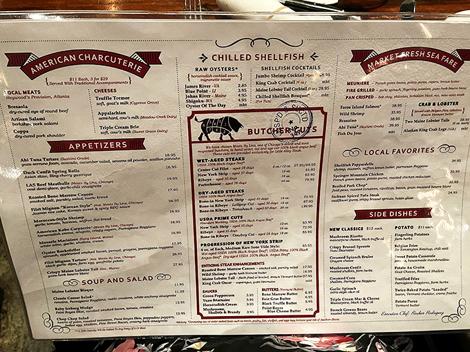 This chalkboard menu isn't just a list—it's a roadmap to happiness. Each handwritten item represents a potential life-changing seafood experience.