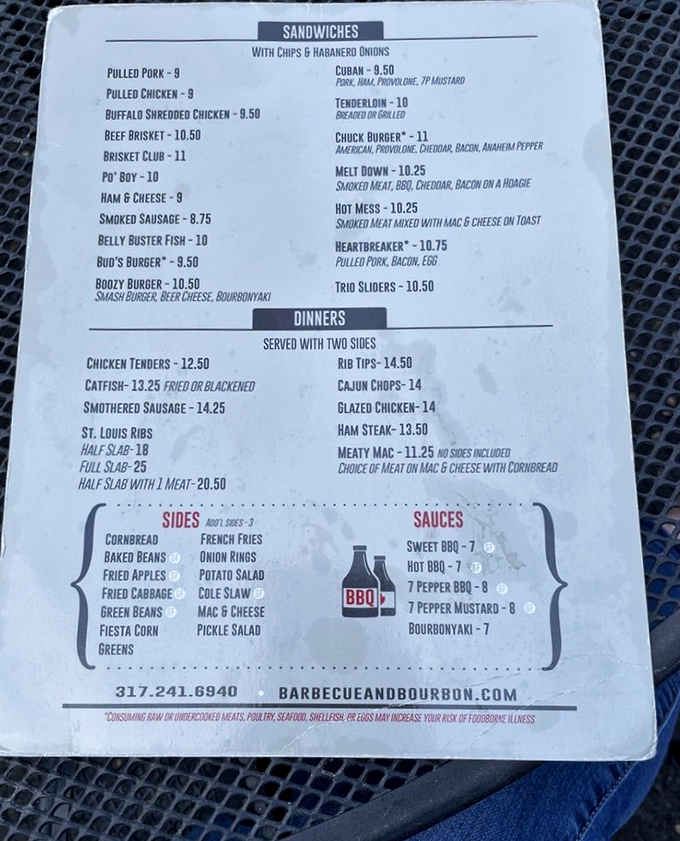 A menu that reads like poetry to meat lovers. Notice how they don't waste precious space on vegetables that aren't sides.