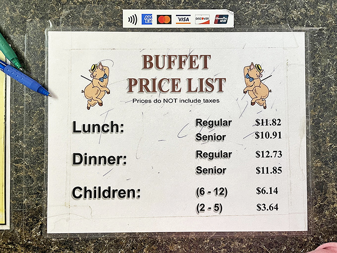 The price list that launched a thousand food comas. Notice how they don't need fancy fonts or gourmet descriptions &ndash; just the promise of all-you-can-eat barbecue.