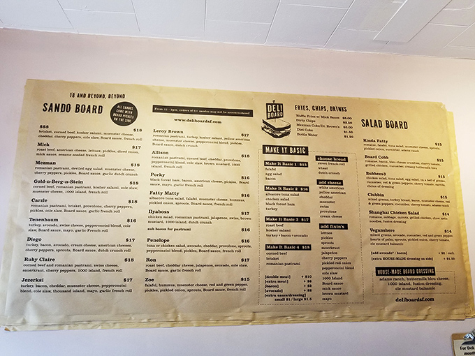 The menu board reads like a love letter to sandwich aficionados&mdash;each quirky name representing a masterpiece that would make Michelangelo drop his paintbrush for a bite.