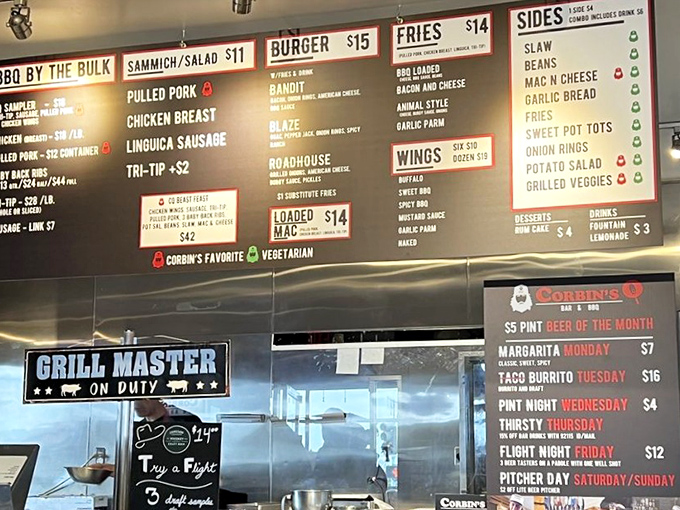 The menu board reads like a greatest hits album of American comfort food done absolutely right.