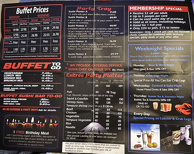 The menu board reveals the incredible variety and value that makes this place worth the drive from anywhere.