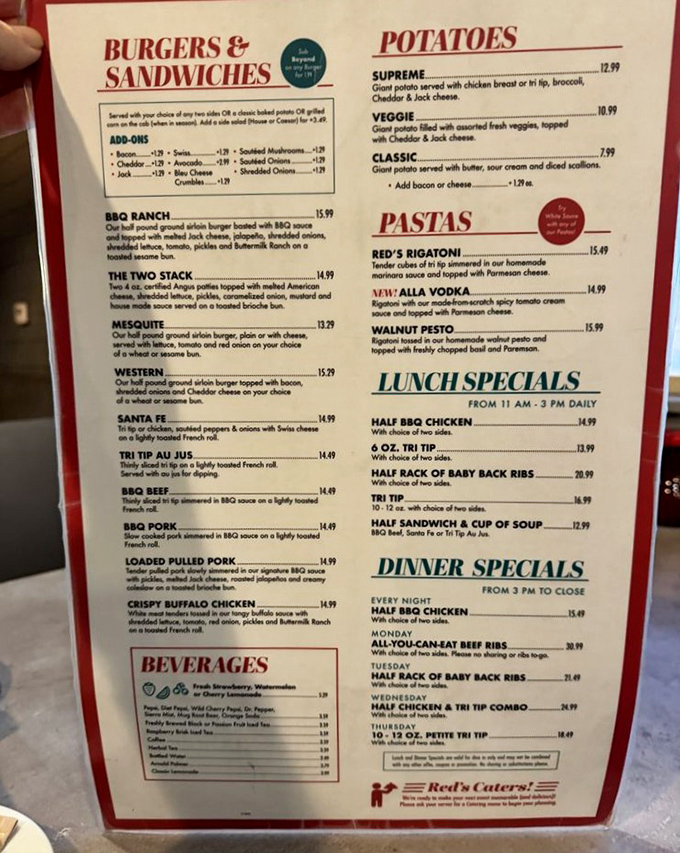 The menu reads like a love letter to meat lovers everywhere, with options that'll have you planning your next visit before finishing your first meal.