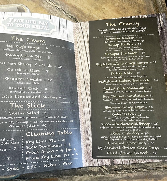 A menu that reads like poetry to seafood lovers. Notice how they don't waste precious space on fancy descriptions&mdash;just the delicious facts.