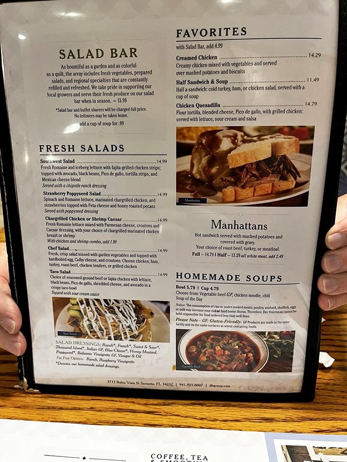 A menu that reads like a love letter to comfort food classics. The "Manhattans" aren't skyscrapers, but they'll elevate your lunch experience nonetheless.