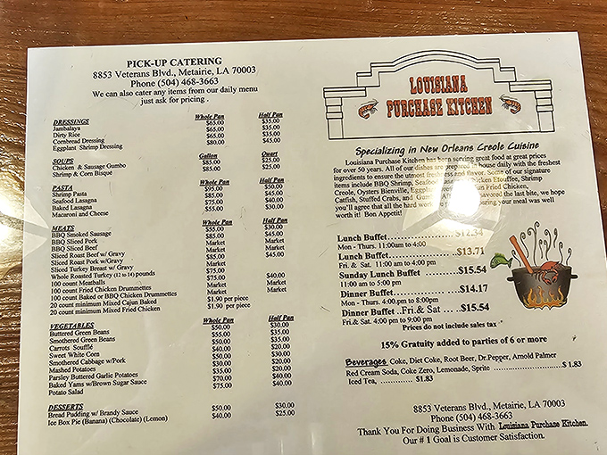 The menu reads like a love letter to Louisiana cuisine—a roadmap to delicious decisions that'll have you planning your next visit before finishing the first.