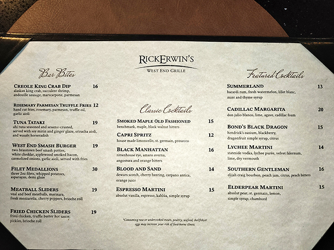 The menu reads like a love letter to indulgence&mdash;Creole King Crab Dip and Smoked Maple Old Fashioned? Yes, please!