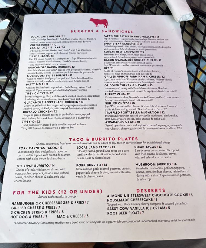A menu that reads like a love letter to Wisconsin's culinary traditions. Decision paralysis has never been so delicious.