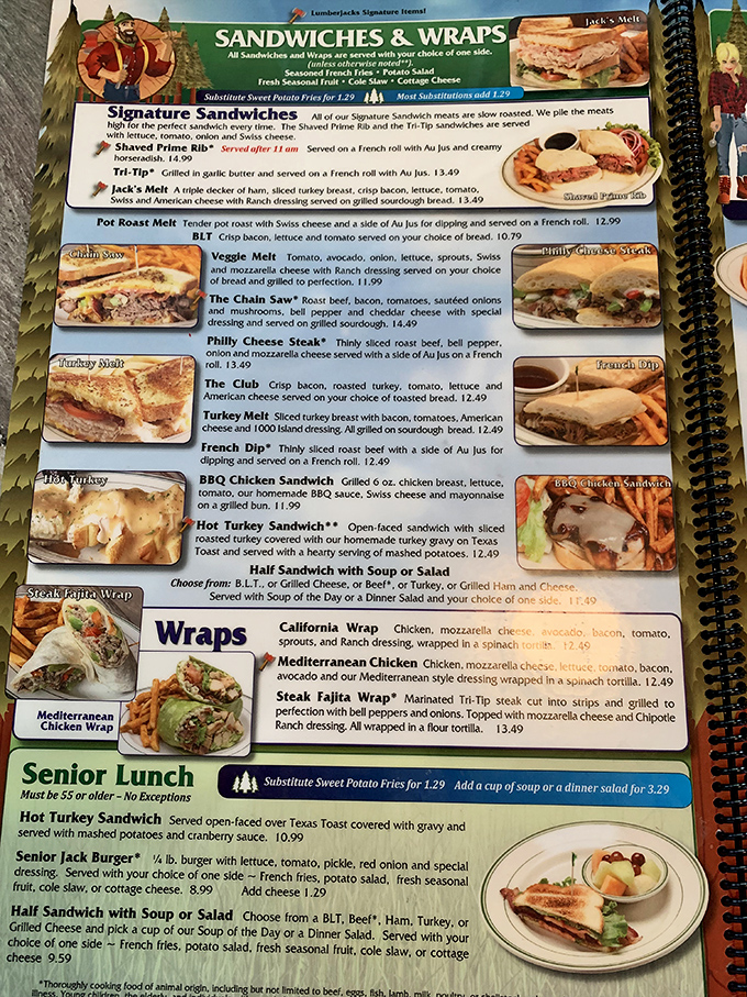 The menu reads like a lumberjack's dream journal &ndash; hearty sandwiches and wraps that could fuel a day of forest adventures or just an afternoon of Netflix.