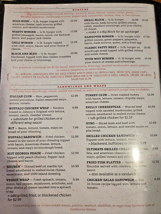 A menu that reads like a love letter to American comfort food classics. Decision paralysis has never been so deliciously justified.