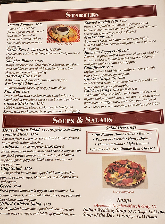 The menu reads like a love letter to Italian-American cuisine. My doctor said to watch what I eat, so I'm watching this.