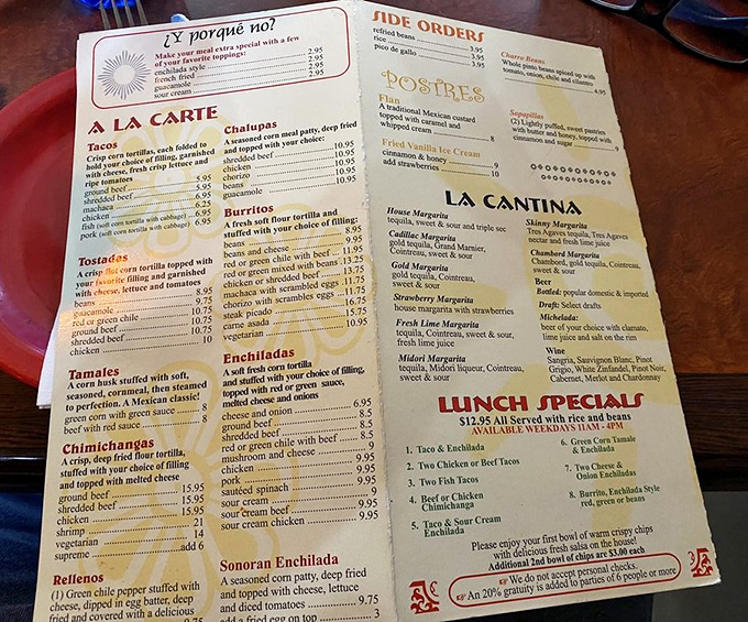 The menu reads like a love letter to Mexican cuisine, with enchiladas taking center stage in this culinary romance.