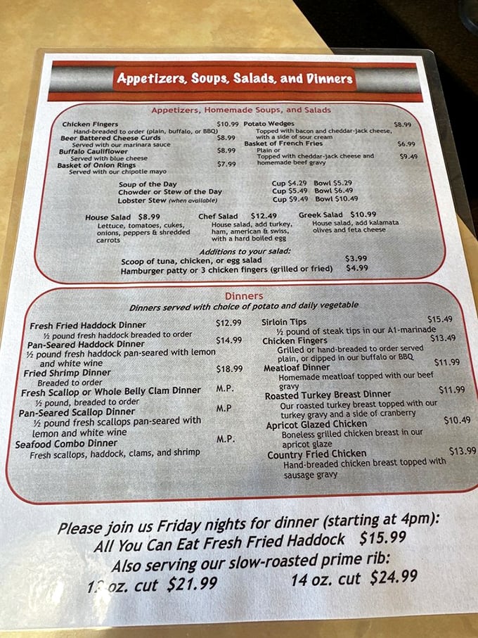 The menu reads like a love letter to American classics. When a diner proudly offers lobster stew, you know you're in New England territory.