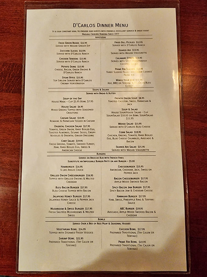 A menu that doesn't need fancy fonts or pretentious descriptions&mdash;just honest food that makes decision-making deliciously difficult.