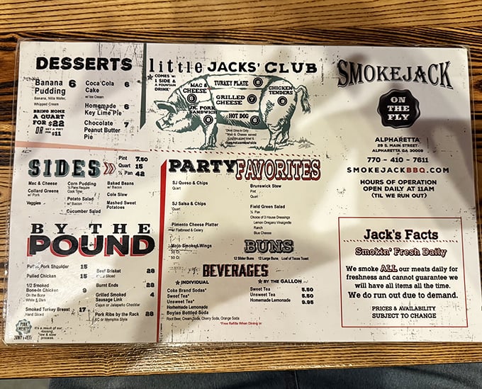 The menu reads like a love letter to carnivores. Notice how "Burnt Ends" gets its own special spot—that's not an accident, folks.