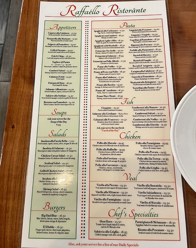 A menu that reads like a love letter to Italian cuisine, where each dish promises a story and every selection feels like the right choice.