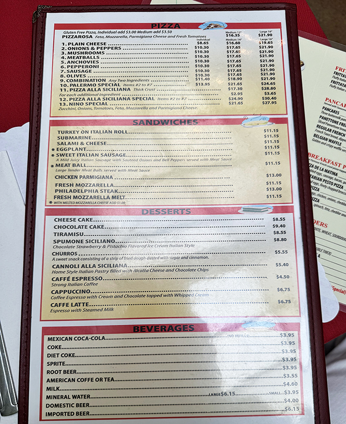 This menu isn't trying to reinvent pasta – it's preserving the classics with a dedication that would make your Italian grandmother weep with joy.