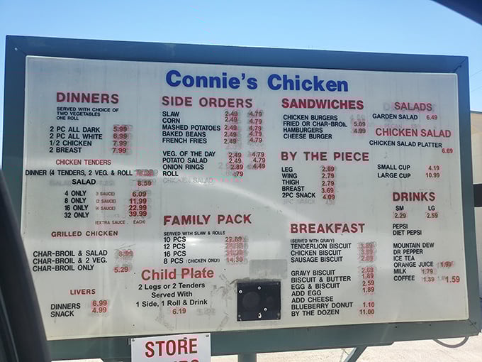 The menu board tells a straightforward story&mdash;no fancy wordplay needed when the food speaks volumes through generations of satisfied customers.